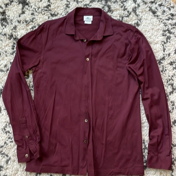 Lacoste | Shirts | Lacoste Maroon Button Down Shirt | Poshmark